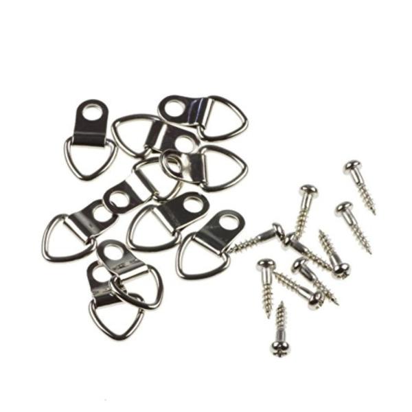 カラー：シルバー色スタイル：D型カラー:シルバー色入り数:1パック額縁工作用金具穴大吊カン×10ヶ、木ネジ×10本