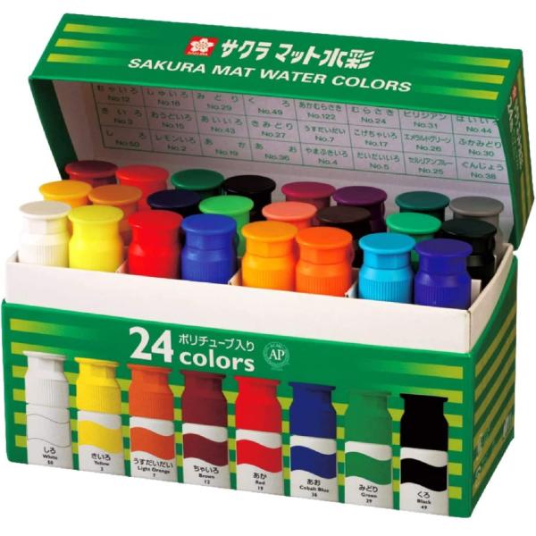カラー：24色セットサイズ：24個【セット色】24色セット【特長1】粒子が細かく練りが均一なのでのびがよく、混色・重色も容易で変退色もしにくい【特長2】かんたんオープンNEWクイックキャップ／キャップを失くしたり間違える心配がない【安全性】...