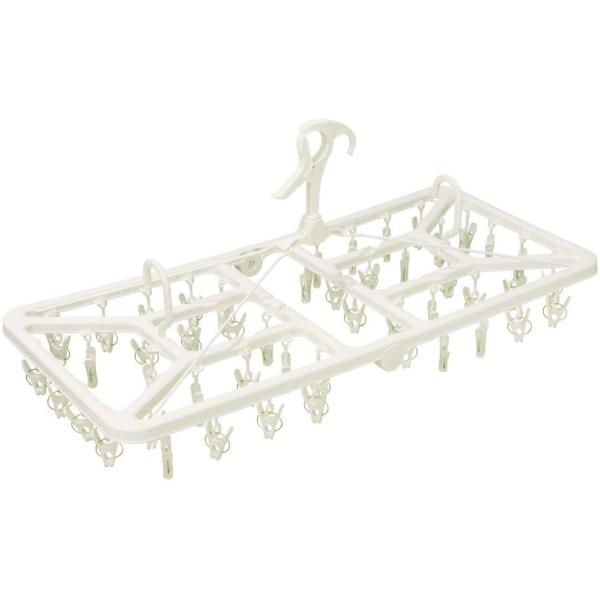カラー：ホワイトサイズ：縦34×横76.5×高さ35cmスタイル：物干しハンガー 48ピンチサイズ: 縦34×横76.5×高さ35cm重量:0.71Kg素材・材質:(本体)ポリプロピレン、(ワイヤー)PP被膜鉄線、(バネ)鋼生産国:タイカラ...
