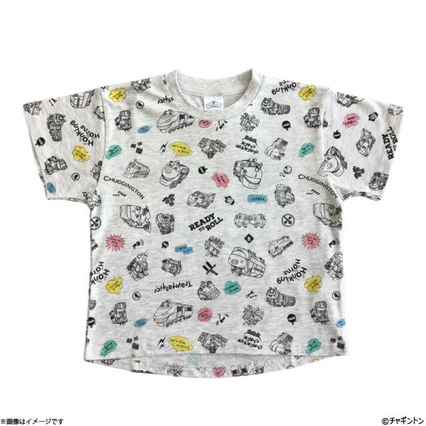 【サイズ】110cm（胸囲：約53cm〜約59cm）【素材】・本体：綿 100％・リブ部分：綿 95％ 、ポリエステル 5％人気のチャガーがデザインされた総柄の半袖Tシャツです。オフィシャルグッズ フジテレビ chuggington つるの...