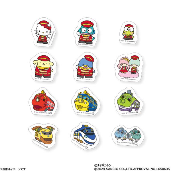 【サイズ】・パッケージ：約130mm×約100mm・シール1枚：約30mm×約30mm【仕様】12柄 各3枚　計36枚入りチャギントン×サンリオキャラクターズのコラボアートを使用したフレークシールです。オフィシャルグッズ フジテレビ chu...