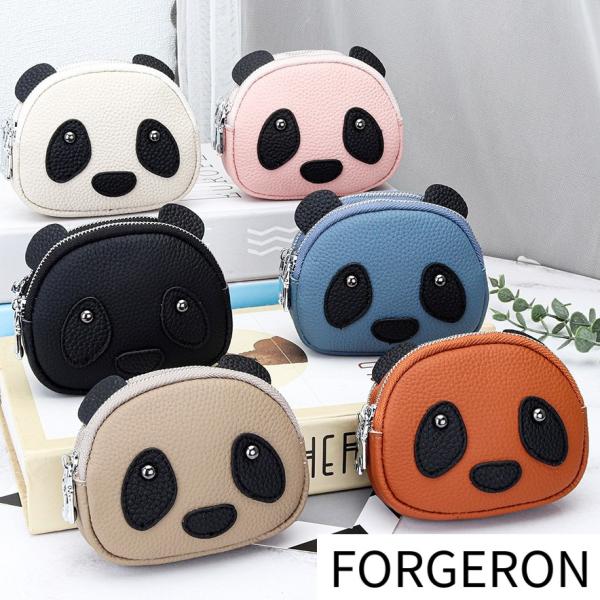 上質リアルレザー キュートなパンダのアニマルデザインミニポーチ コンパクトサイズリップなどのちょっとした小物入れに、お札は折り畳みカードや小銭を入れてミニマムウォレットに備え付けのキーリングを利用してスマートキー等のキーケースに、お好みの用...