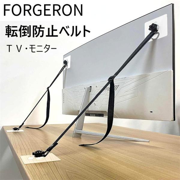 地震に備える、ＰＣモニター・薄型テレビ用転倒防止ベルト穴開け不要の粘着テープタイプテレビやモニターの背面と、壁などに粘着シールを直接貼付ドライバー不要で簡単に取り付け可能ピッタリの長さに調整できる、長さ調節可能ベルト数量：2個内容：ナイロン...