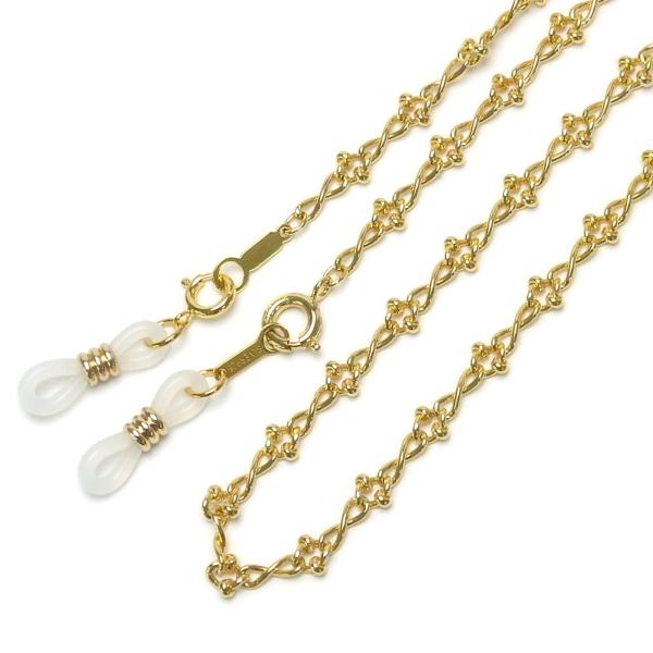 とってもリッチなシルバー（銀）のチェーンを使用した素敵なめがねチェーンです。おしゃれでかわいい飾りチェーンのネックレスにもなるグラスコード。ヒキワ金具が付いてるので、メガネゴムを外すと、ネックレスにもなって便利且つサスティナブル。贈り物にも...