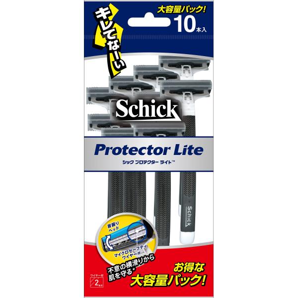 Schick(シック) (シック) プロテクターライト(10本入) 髭剃り カミソリ ・キレてな&amp;#65374;い・内容量：１０本入・原産国：刃：ドイツ、ホルダー：中国・水色のアクアグライドが、刃と顔の摩擦を減らす・首振り式２枚刃カミソリ