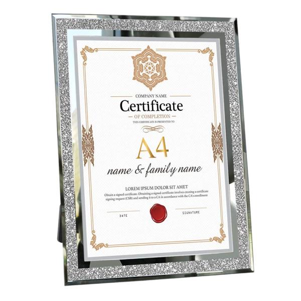 Lethromri フォトフレーム a4 賞状額 ガラス おしゃれ 写真立て 縦横兼用 ギフト 額縁 a4 ・A: ガラス製でフレームはシルバーの縁がとてもオシャレ。ラメグリッターガラスの重なりがキラキラ輝き、写真をより一層華やかに見せてく...