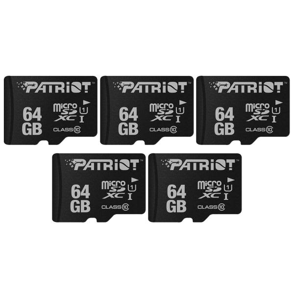Patriot LX Series micro SD Flash Memory card 64GB - 5 Pack ・64GB Micro SD Card 5-pack bulk easy to open packaging・Class ...