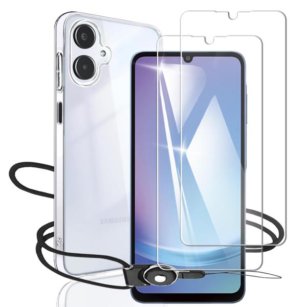 Nutmeg【2枚 フイルム+1ケース】Galaxy A25 5G ガラスフイルム Galaxy A25 5G ケース クリア 保護カバー ストラップホール付き TPU素材製 ギャラクシーA25 保護フイルム SC-53F SCG33 強化...