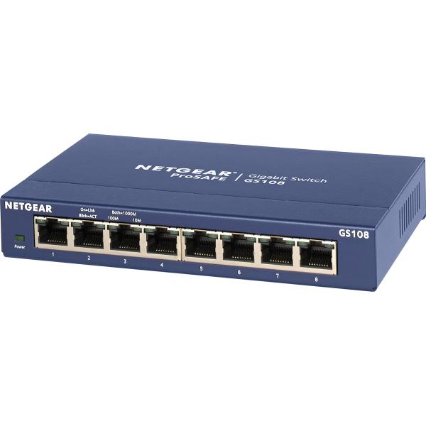 【正規品】 ネットギア NETGEAR スイッチングハブ 8ポート 1G 金属筐体 静音ファンレス リミテッドライフタイムハードウェア保証 アンマネージスイッチ GS108-400JPS ・8ポートすべて1000Mbps双方向通信を同時に行...