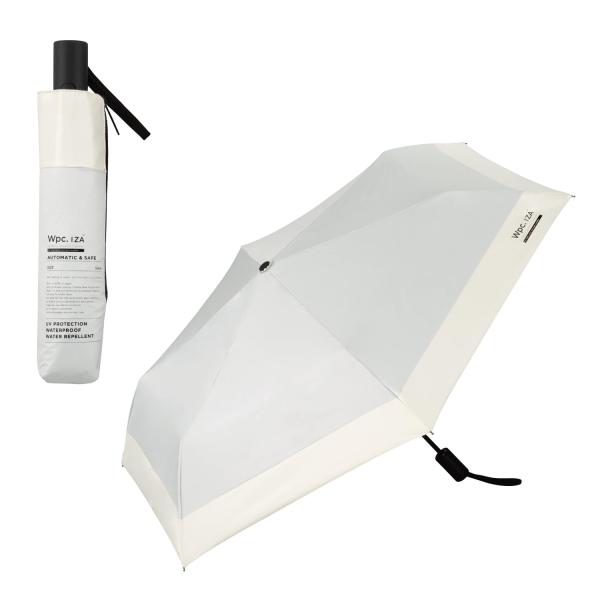 【2025】男の晴雨兼用傘 日傘 IZA Type:AUTOMATIC &amp; SAFE オフ×ライトグレー [遮光率100%・UVカット率100%・UPF50＋・遮熱] 折りたたみ傘 自動開閉 通勤 通学 旅行 カジュアル 男性 メン...