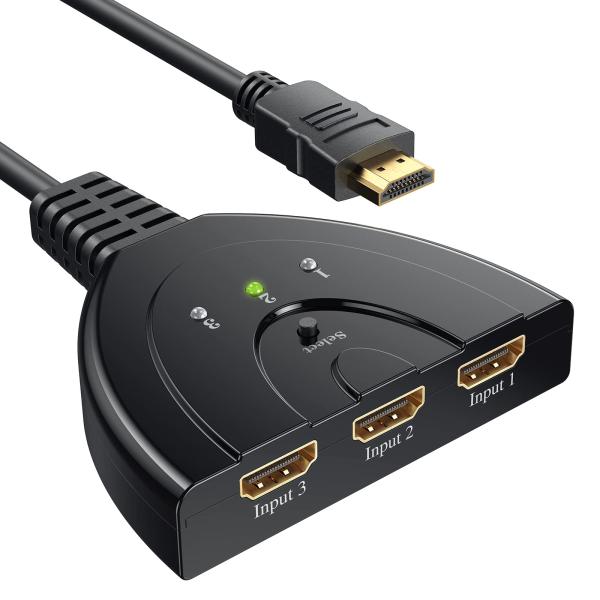 HDMI切替器、Vilcome 分配器 セレクター 3入力1出力 1080p/3D対応金メッキコネクタ搭載 電源不要 手動 Chromecast Fire TV Stick Xbox One ゲーム機 レコーダー パソコン PS4 PRO ...