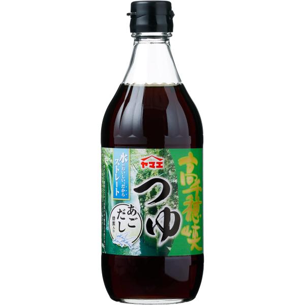 ヤマエ食品 高千穂峡つゆ あごだし 500ml ・内容量:500ｍｌ・原材料:しょうゆ(本醸造)(小麦、大豆を含む)、糖類(果糖ぶどう糖液糖、砂糖)、発酵調味料、エキス(鰹節、昆布、うるめ節、酵母)、はちみつ、食塩、焼きあごだし、うるめ節、...