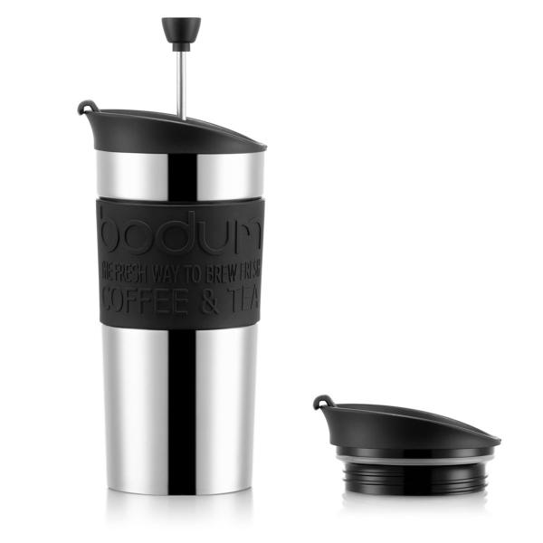 BODUM ボダム タンブラー コーヒープレス TRAVEL PRESS SET ポータブル コーヒーメーカー 350ml ブラック ステンレス製 二重構造 保温 浸漬式 フレンチプレス コーヒーメーカー アウトドア 【正規品】 K1106...