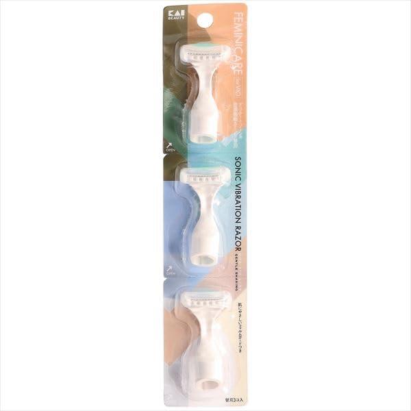 貝印 FEMINICARE 替刃 3個入 ・FEMINICARE音波振動カミソリデリケートゾーン用替刃・数量：3個入り・肌に優しいフィルムガード付き