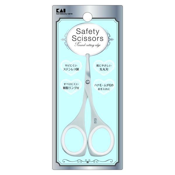 貝印 KAI セーフティハサミ 先丸刃先 樹脂リング付 鼻毛 ハサミ ムダ毛 日本製 KQ3114 ・20 g・内容量:1個・原産国:中国・女性向けの指穴サイズで、すべりにくい樹脂リングを装着した金属の鼻毛用ハサミです。