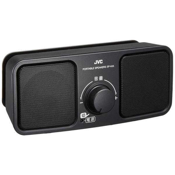 JVCケンウッド JVC SP-A55-B ポータブルスピーカー ブラック ・アンプ出力(最大):1W+1W(JEITA)・テレビから離れて楽しめる5mロングコードを採用。余ったコードが邪魔にならないコード巻取り対応。・テレビの音声をステレ...