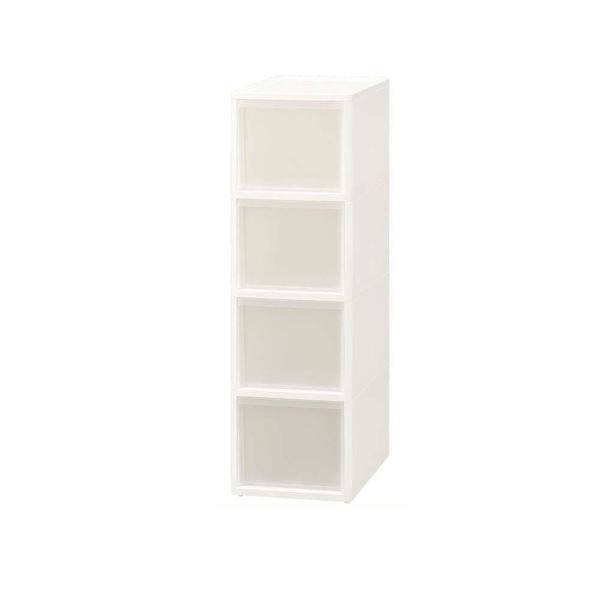 JEJアステージ(JEJ Astage) リセミドルストッカーM4 ホワイト/クリア ミドル幅約26cm ・●仕様:袋入り・本体底面コロ2個付き・生産国:日本