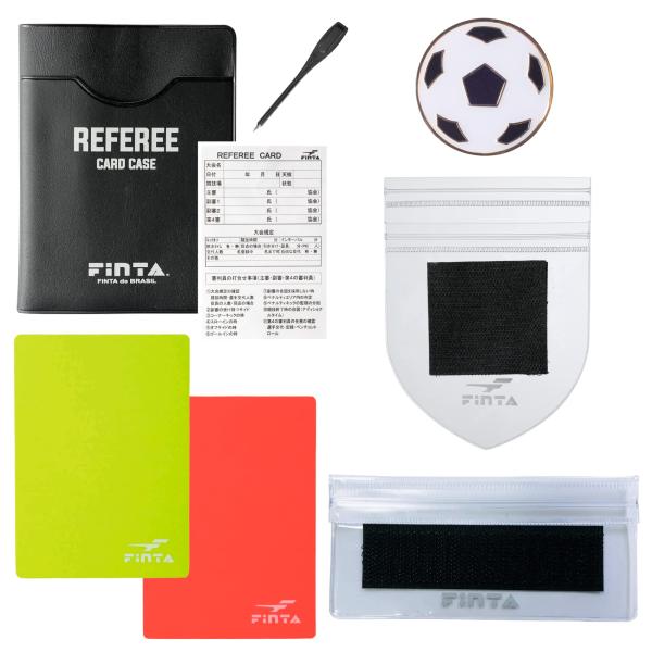 FINTA フィンタ サッカー フットサル レフェリー 審判 スターターセット FT3800 ワッペンガード２種付き ・【セット内容】 レフェリーカードケース / えんぴつ１本 / レフェリー記録用紙１枚 / トスコイン / 警告カード・退...