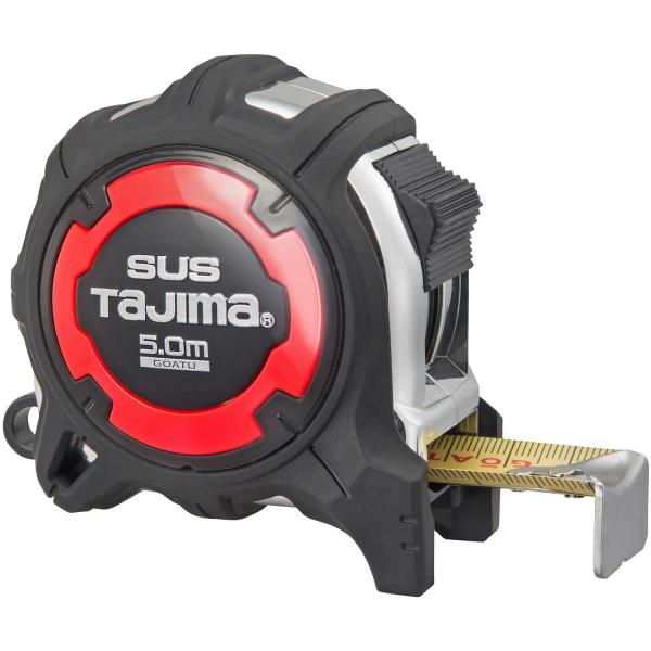 タジマ(Tajima) コンベックス 剛厚ステンレステープ5m×25mm 剛厚Gステンロック25 GAGSL25-50 ・テープ:両面剛厚イエローテープ・テープ幅:25mm・テープ長さ:5m・バネ:SUS301ステンレスバネ使用・付属:大型...