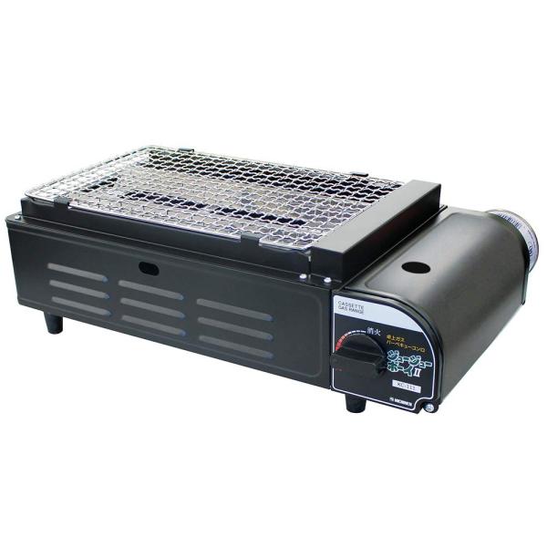 NITINEN(ニチネン) 卓上用ガスバーベキューコンロ ジュージューボーイ 2 KC-111 ・ガス消費量:約165g/h・原産国:中国・容器着脱方式:マグネット式・最大発熱量:2.3kW(2,000kcal/h)・本体サイズ:幅39.8...