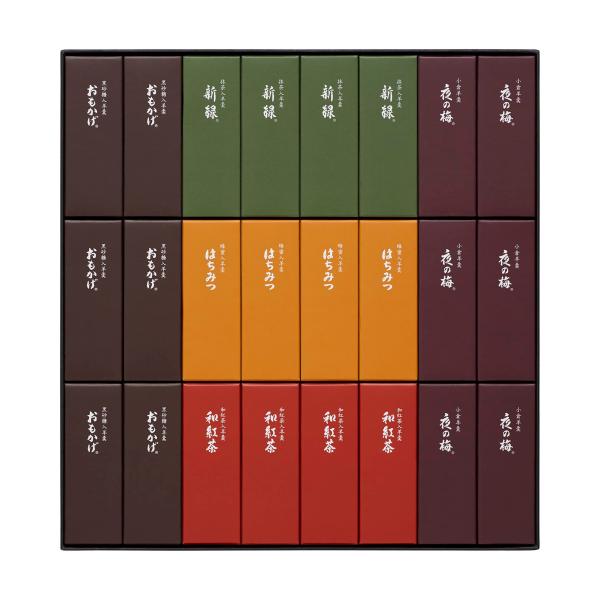 とらや 小形羊羹 24本入 ・先方へのお届けについて：＜ギフトの設定＞を選択していただきますと、贈り主名の変更が可能です。・小形羊羹「夜の梅」「おもかげ」各6点、「新緑」「はちみつ」「和紅茶」各4点の詰合せ・手提げ袋は同送いたしておりません...