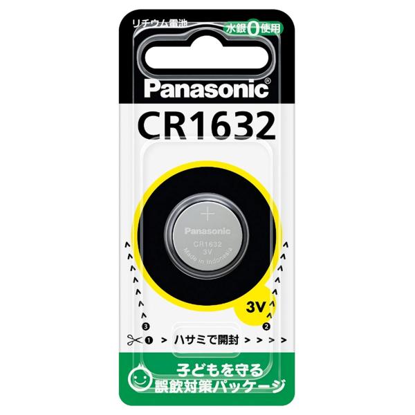 パナソニック リチウム電池 コイン形 3V 1個入 CR-1632 ・ 常温・ブラント名: パナソニック(Panasonic)・メーカー名: パナソニック(Panasonic)・商品サイズ (高さ×奥行×幅): 19mm×25mm×3mm