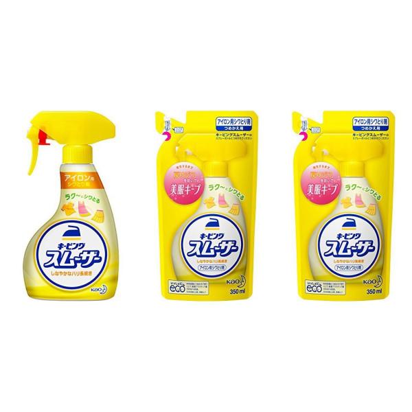 花王 キーピング アイロン用スムーザー シワとり剤 ハンディスプレー 400ml 1個 + つめかえ用 350ml 2個 3個アソート ・内容量：スプレー400ml × 1個、つめかえ用350ml × 2個・買い換えの手間を省けるようセット...