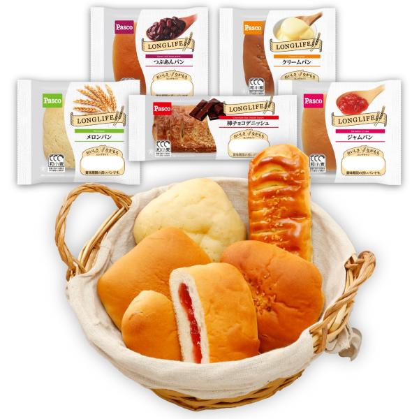 Pasco ロングライフアソートA 5種10個入｜パスコ パン 詰め合わせ 菓子パン デニッシュ ・保存方法：直射日光、高温多湿を避けて保存してください。・内容量：つぶあんパン、ジャムパン、クリームパン、メロンパン、棒チョコデニッシュ 各2...