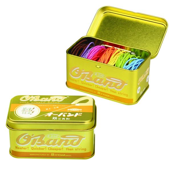 輪ゴム オーバンド ゴールド缶 30g #16 8色ミックス GG-040-MX 共和 少量 カラフル 色つき カラー ゴムバンド 収納 入れ物つき ・【輪ゴムのサイズ】 #16 ( 16号 ) : [内径] 38mm / [折径] 60m...