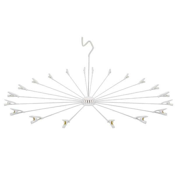 サワフジ 洗濯物干し アライールニューハンド物干20 ホワイト 直径82×高さ44? 20枚掛け パラソルハンガー 軽量 タコ足 タオル ベビー服 下着 布おむつ クリップ付 折りたたみ 回転 省スペース 収納便利 丈夫 HM-20A ・【...