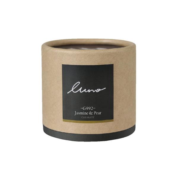 カーメイト LUNO ルーノ 車用 消臭芳香剤 置き型 ゲルタイプ 【ジャスミン&amp;ペア?の香り】 G992 ・ぬくもりのある紙素材と天然香料配合 ボタニカル芳香剤・ぬくもりのある紙素材の容器を使用しております。 紙ならではの温もりあ...
