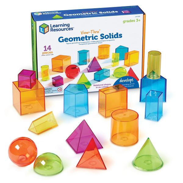 ラーニング リソーシーズ View-Thru(R) Geometric Solids 透明立体図形 LER 4331 ・セット内容 : 14個入り (立方体 (2種)、球、半球、円柱 (2種)、円錐、三角柱(2種)、三角錐、四角柱 (2種)...