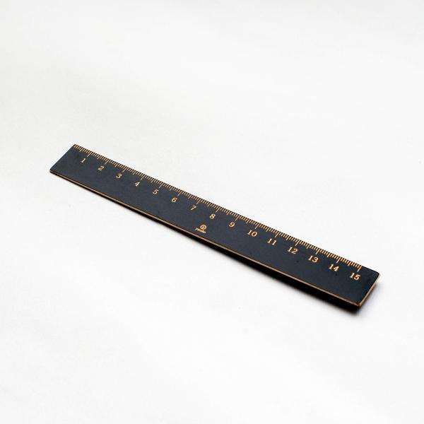 真鍮定規 ワイスタジオ ystudio 15cmルーラー ブラッシング ブラック YS-STAT-11 ・ブラック定規。