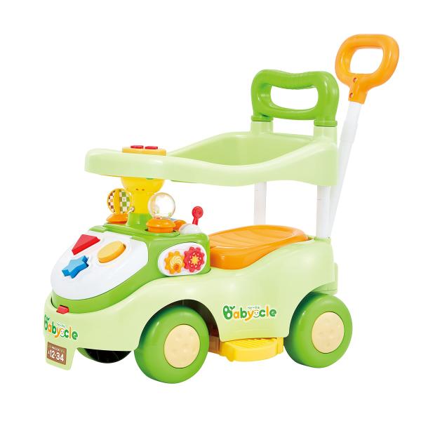 Baby cle 3stepよくばりビジーカー グリーン ・3 STEPで成長に合わせて長く使える乗用玩具です。・STEP1：保護者が手押し棒で押す乗るだけの乗用として　STEP2：手押し車として　STEP3：足こぎ乗用として・制限体重25...