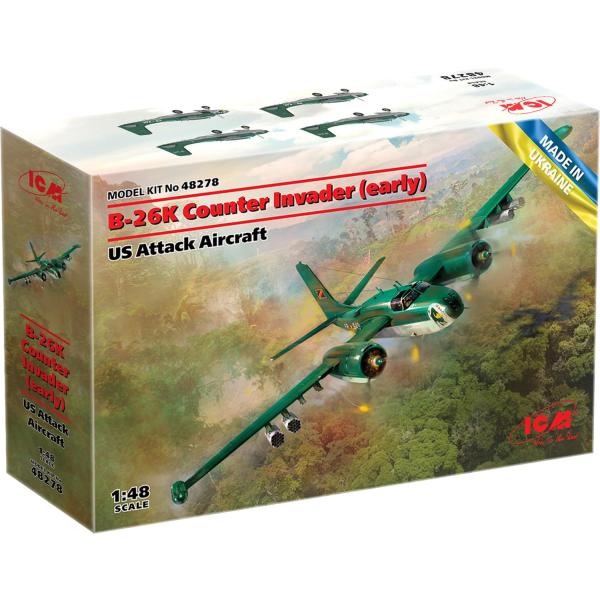 ICM 1/48 アメリカ空軍 B-26K カウンターインベーダー(前期型) プラモデル 48278 ・1/48スケール未塗装プラスチック組み立てキット・コックピット内部など詳細に再現・パーツ数:約245点・マーキング4種付属・組み立て塗装...