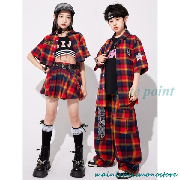 ?派手かわいいチェック柄シャツ＋スカートorパンツ上下2点セット!?ダンスの発表会やコンテストなどのチーム衣装としておすすめ★?豊富なサイズ展開でチーム衣装として揃えやすい!＜素材＞【 綿 】※ストレッチなし※裏地なし※ウエストゴム●多枚数...
