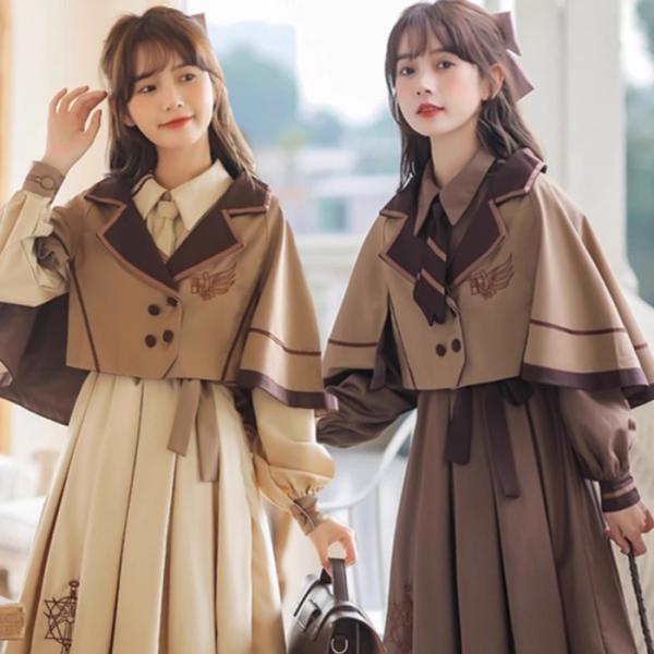 [ セット内容 ]ワンピース+マント「記載のないアクセサリー　小物等は付属しません」[ カラー ]ブラウン/オフホワイト/ベージュ1/ベージュ2[ 素材 ]ポリエステル[ サイズ ](cm)ワンピースS/着丈105  バスト88　袖丈59 ...