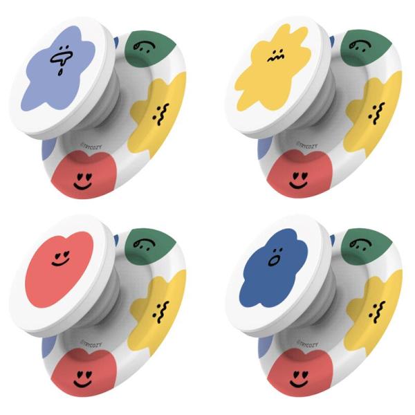 【商品名】わいわい パターン Magsafe 対応 スマホスタンド 強力磁石仕様 かわいい スマホグリップ グリップホルダー スマホリング シンプル スタンド ホルダー 落下防止 携帯スタンド スマホ グリップスタンド マグセーフ対応 WA...