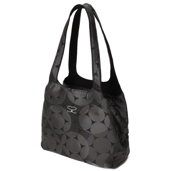 サボイ定番のバルーン柄にハンドバッググレーカラーが登場しました☆サボイのラインストーンマークもポイントです♪■カラー／クレー■素材／ポリエステル・ポリウレタン■開口タイプ／ファスナー式■ポケット／（内側）ファスナー×1、オープン×2（外側）...