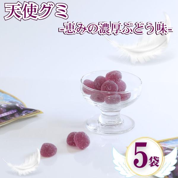 商品名アイデアパッケージ天使のグミぶどう 5袋商品説明まるで天使からの贈り物のような新触感！天空の神々も嫉妬するほどの【極上食感】のグミ。ひとつ、またひとつと、1度食べると抜け出せない。濃厚な極上食感のヘブンリーなグミをぜひご堪能ください。...