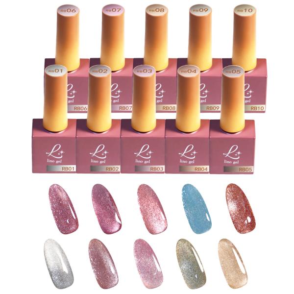 マグネットネイル Dusty flash mag シリーズです。ダスティーカラーに、フラッシュ×マグネットの奥行きのある輝き。フラッシュパウダーを全体に散りばめ、マグネットの動きで奥行きのある輝きを楽しめるジェルシリーズ。シャンパンゴールド...