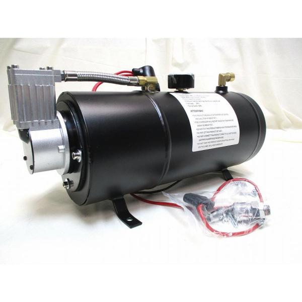 12V専用　エアーホーンには必須のエアータンクですが、2〜3度鳴らしたらガソリンスタンドへエアーを充填する必要があります常に良い音で鳴らすには安定したエアー圧を保つにはコンプレッサーが必要となりますただ、スペース的にコンプレッサーもエアータ...