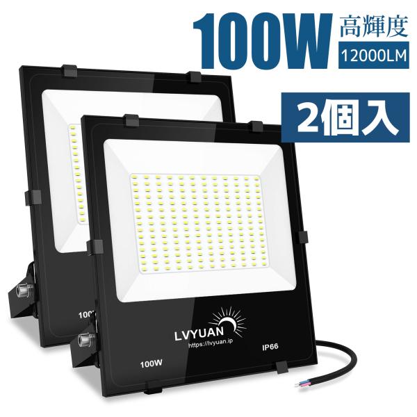 【2個セット】LED 投光器 100w高輝度 12000ML 屋外 防水 6500K昼光色 パネル 防災グッズ 緊急照明 ワークライト アウトドア キャンプ 非常灯 IP66 看板灯 集魚灯 夜間照明 現場工事 送料無料 【超爆光 3年保証...