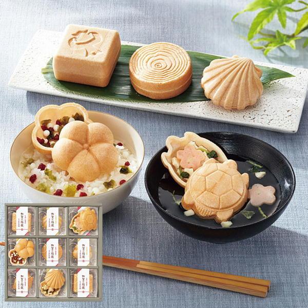 ●お湯を注げば彩り豊かで本格的なお吸い物やお茶漬けに。地元金沢でひとつひとつ丁寧に焼き上げた可愛らしい最中に様々な具材を入れ、丹精込めて作り上げたお吸い物最中とお茶漬け最中の詰め合わせです。●商品内容：最中お吸物（湯葉・豆腐×各２、鯛×１）...