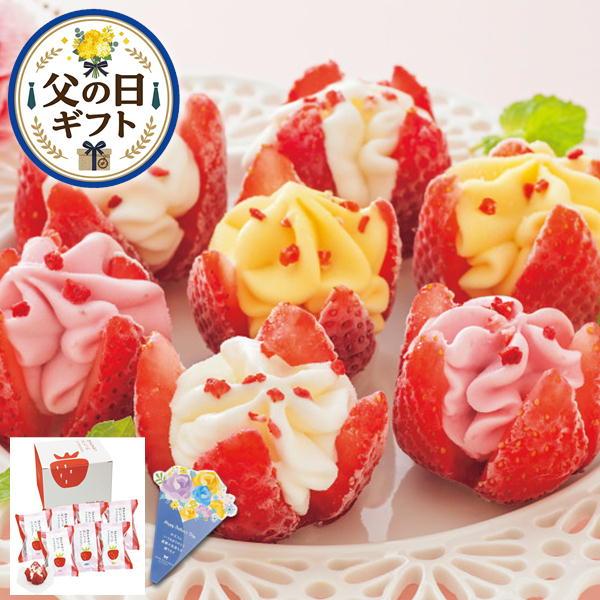 【発売日：2026年06月17日】花のように開いた博多あまおうの中に、練乳・いちご・マンゴーの3種アイスを絞り、仕上げにフリーズドライ苺をトッピングした華やかなアイスデザートです。あまおうの甘酸っぱさと3種アイスのコクが重なり、見た目も味わ...