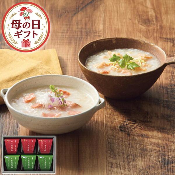 【発売日：2026年05月11日】温めるだけで手軽に楽しめる「かに雑炊」と「紅鮭雑炊」を詰め合わせた、母の日限定の海鮮ギフトです。かにの旨みがしみ込んだまろやかな雑炊と、紅鮭の風味豊かな雑炊をそれぞれ3袋ずつセットに。忙しいお母さんでも簡単...