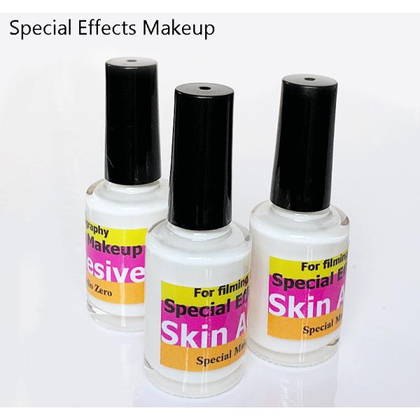 特殊メイク、ゾンビメイク、シネマメイク用の肌用接着剤です。■商品説明（英文直訳）使い方は一般のグルー同様接着面にグルーを薄く塗り、やや乾燥したのち（白い色が透明に変化）パーツや人工皮膚などを張り付けてください■空気に触れることで接着力が増す...