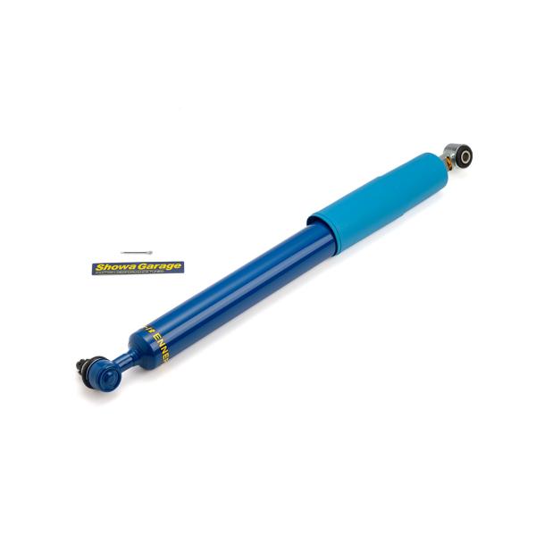 ショウワガレージ仕様の12段階減衰力調整式ステアリングダンパーです。ジムニーJB64 1〜5型、ジムニーシエラJB74 1〜5型、ジムニーノマドJC74 1型に対応し、品番はS00116。ピストン径Φ46、ショック外径Φ50の大容量設計を採...