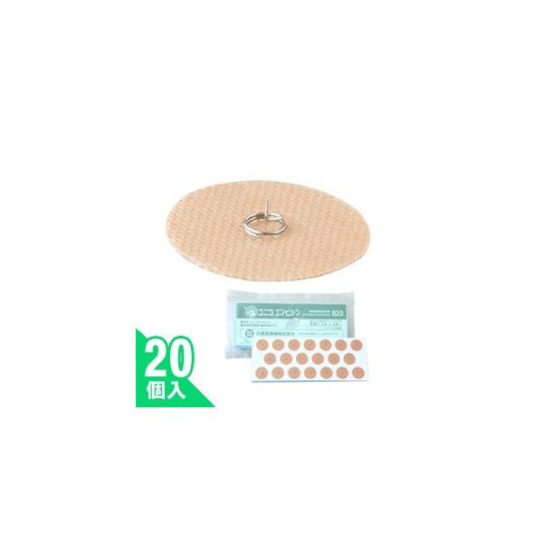 円皮鍼に布絆のトーイバン20を使用した鍼治療器具。