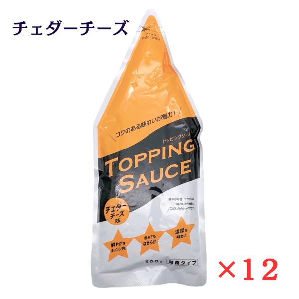 ■名称：トッピングソース　チェダーチーズ味■お届け内容：300g×12袋■原材料名：プロセスチーズ(国内製造、デンマーク製造)、乳等を主要原料とする食品、ショートニング、食塩、酵母エキス/増粘剤(加工でん粉、増粘多糖類)、酸味料(アミノ酸等...